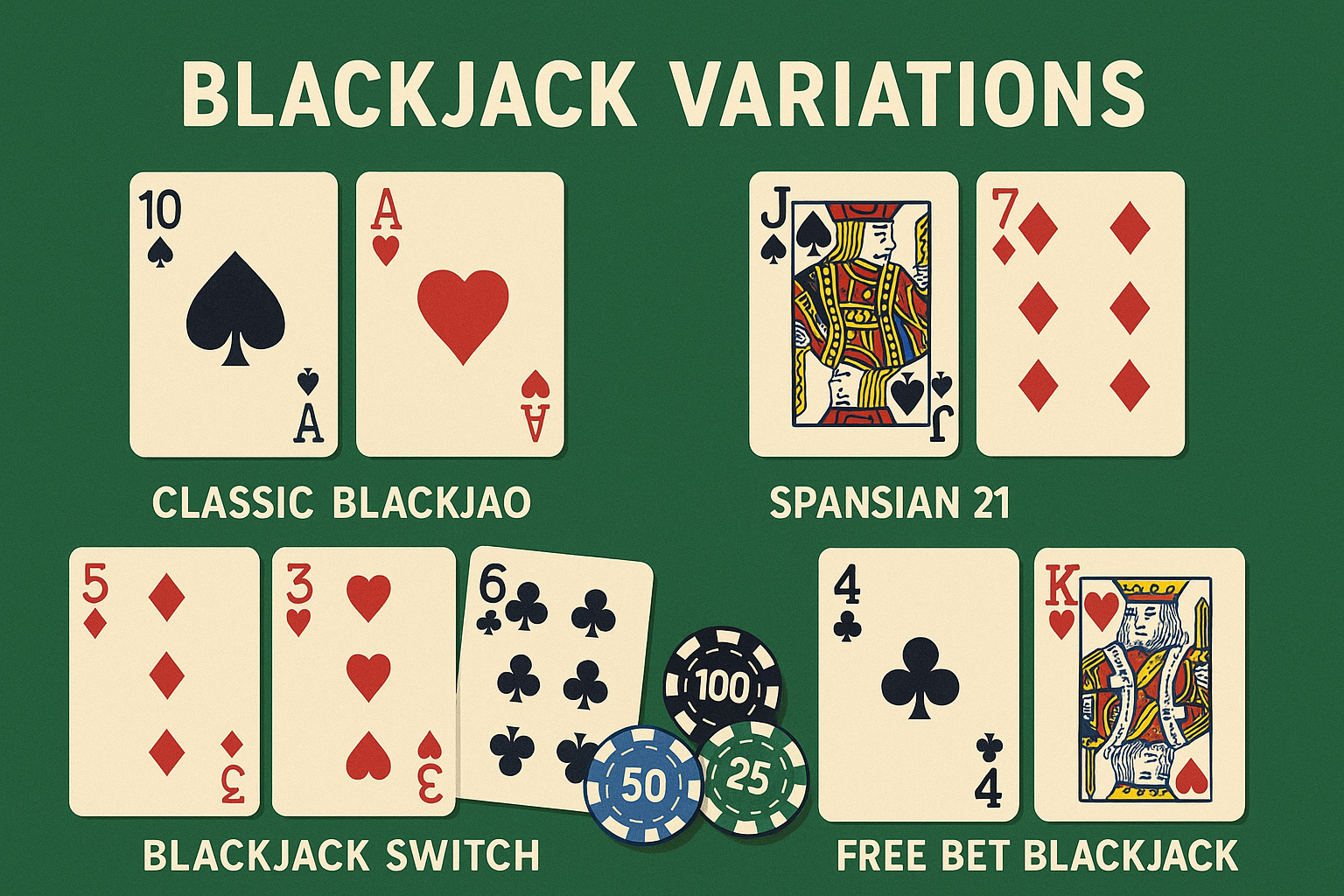 Blackjack Hand Values Chart: Ace, Face & Number Cards